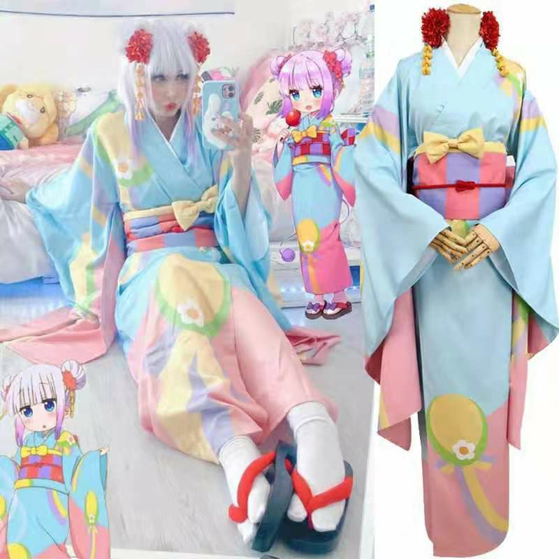 Miss Kobayashi's Dragon Maid Kamui Kanna Kimono Yukata Dress Uniform ...