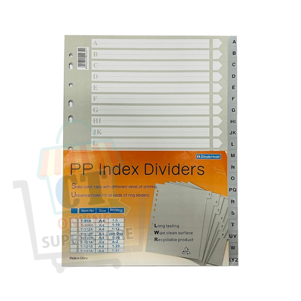 Bindermax PP Index Divider A4 (for all your Ring Binder and Arch File ...