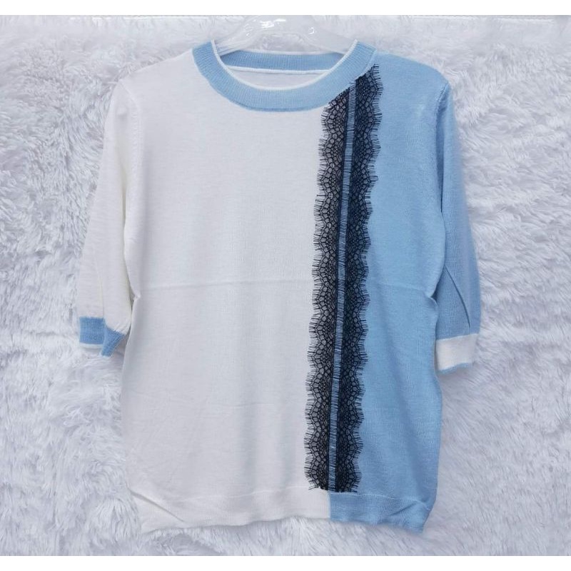 knitted blouse two colors strechbale design fit to L top | Shopee ...