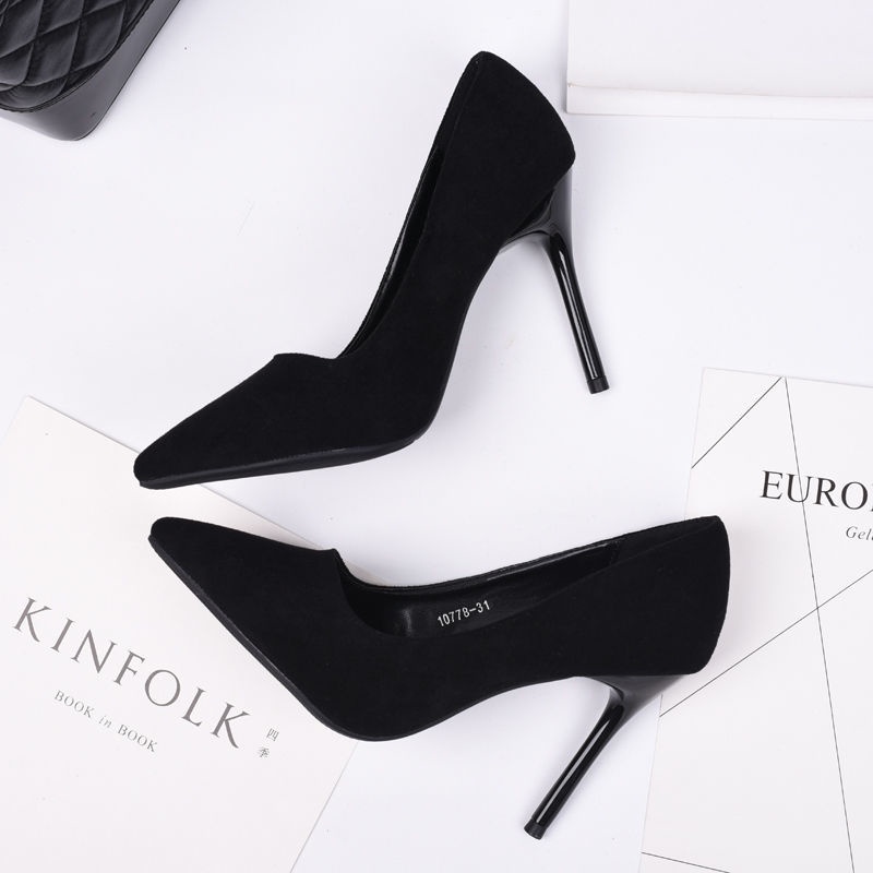 Black High Heels Female Stiletto Student Versatile Shoes | Shopee ...