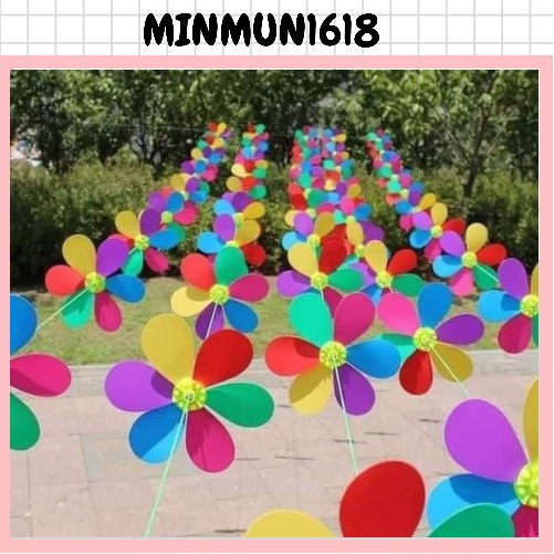 Flower pinwheel hanging with 10m string and 10 flowers - 6-petal 6 ...