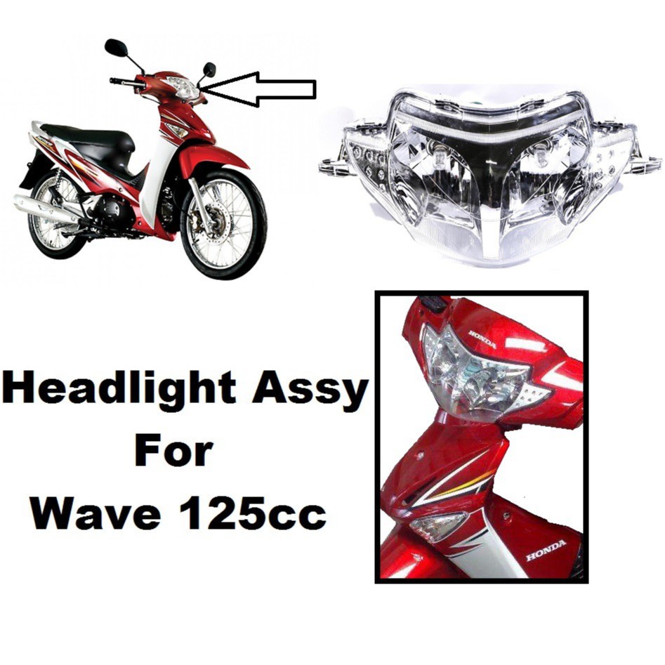 Motorcycle Honda Wave 125S Headlight Assy with Bulb Lights | Shopee ...