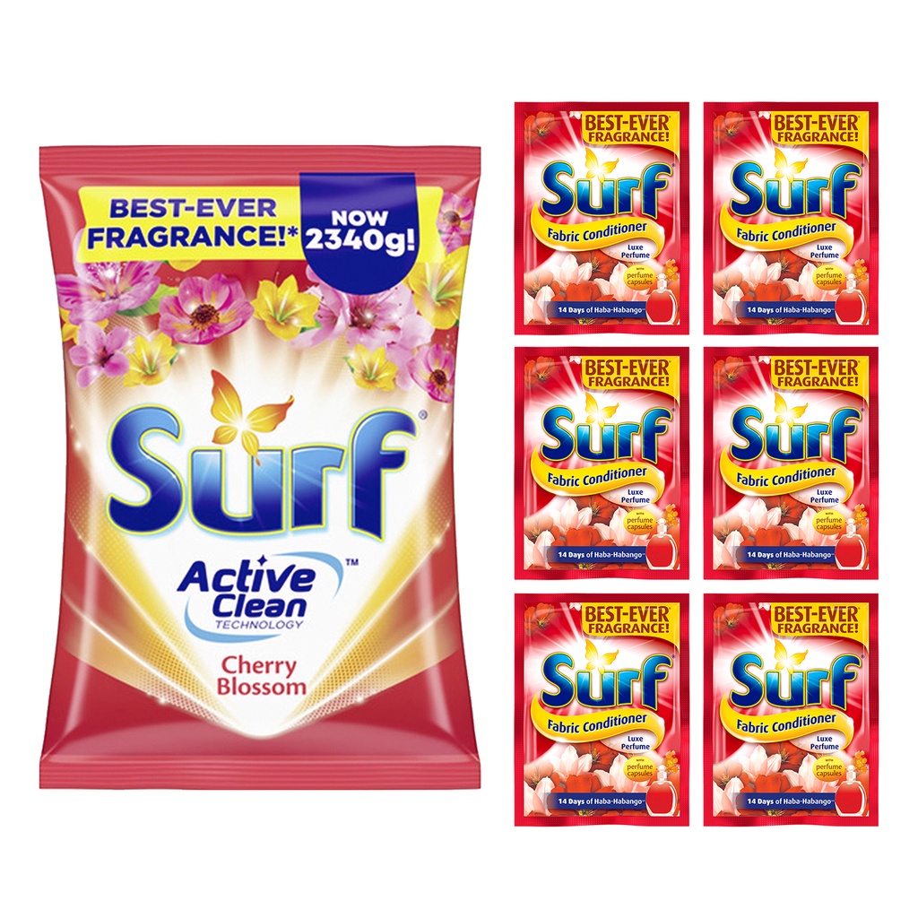 Surf Cherry Blossom Laundry Powder Detergent 2.34kg + FREE 6x Surf ...