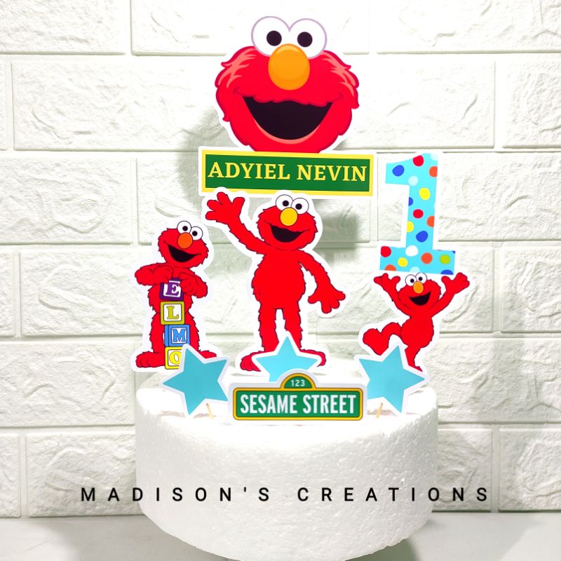 Big Elmo Party Cake Topper/Banner, Backdrop Set (Personalize, High ...