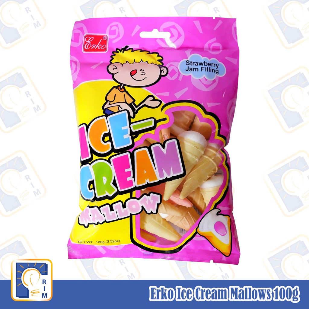 Erko Ice Cream Mallows with Strawberry Jam Filling 100g | Shopee ...
