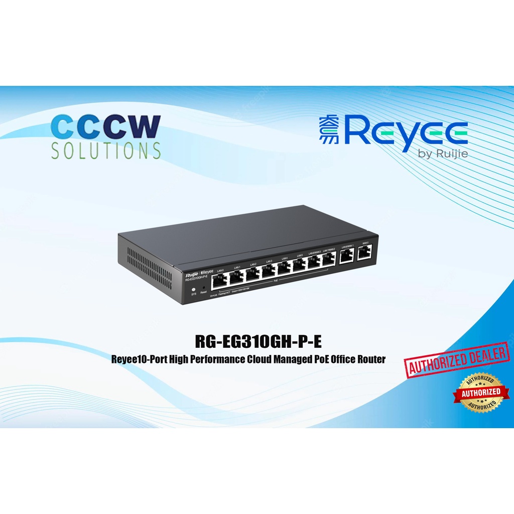 RUIJIE-REYEE RG-EG310GH-P-E 10-Port High Performance Cloud Managed PoE Office Router | Shopee ...
