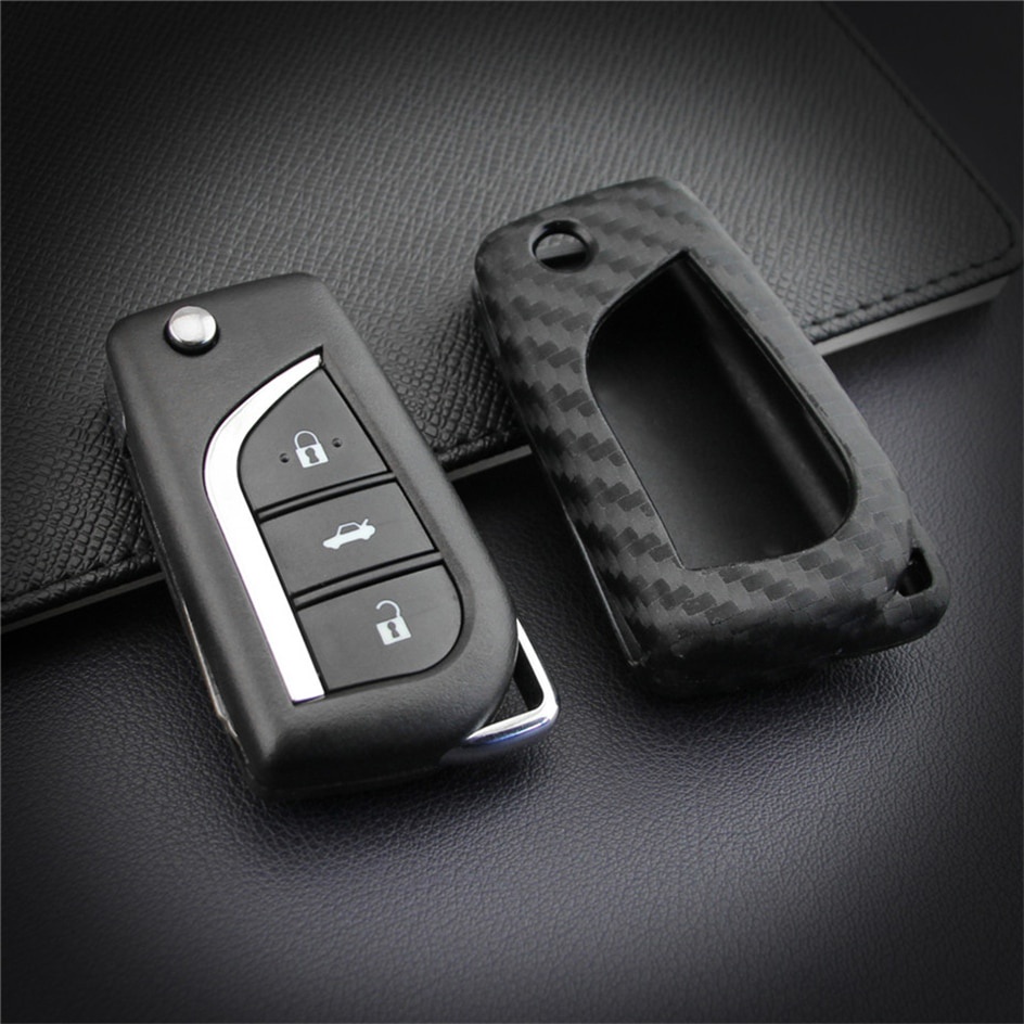 Toyota fortuner revo alti innova rav4 Car Flip Key Cover Carbon Fiber ...