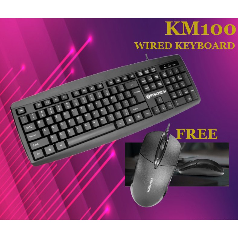 FANTECH KM100 High Performance Wired Office Gaming Keyboard Mouse Combo ...
