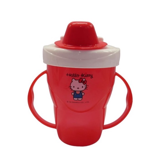 Hello Kitty T. Cup 2 Handle Non-Spill Cup w/Dust Free Cover Lid RED ...