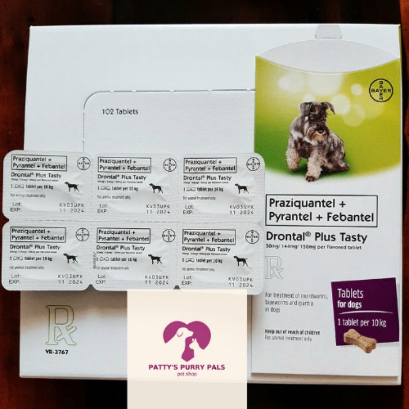 Drontal Plus Tasty Bone Dewormer Tablet for dogs sold per PIECE ...