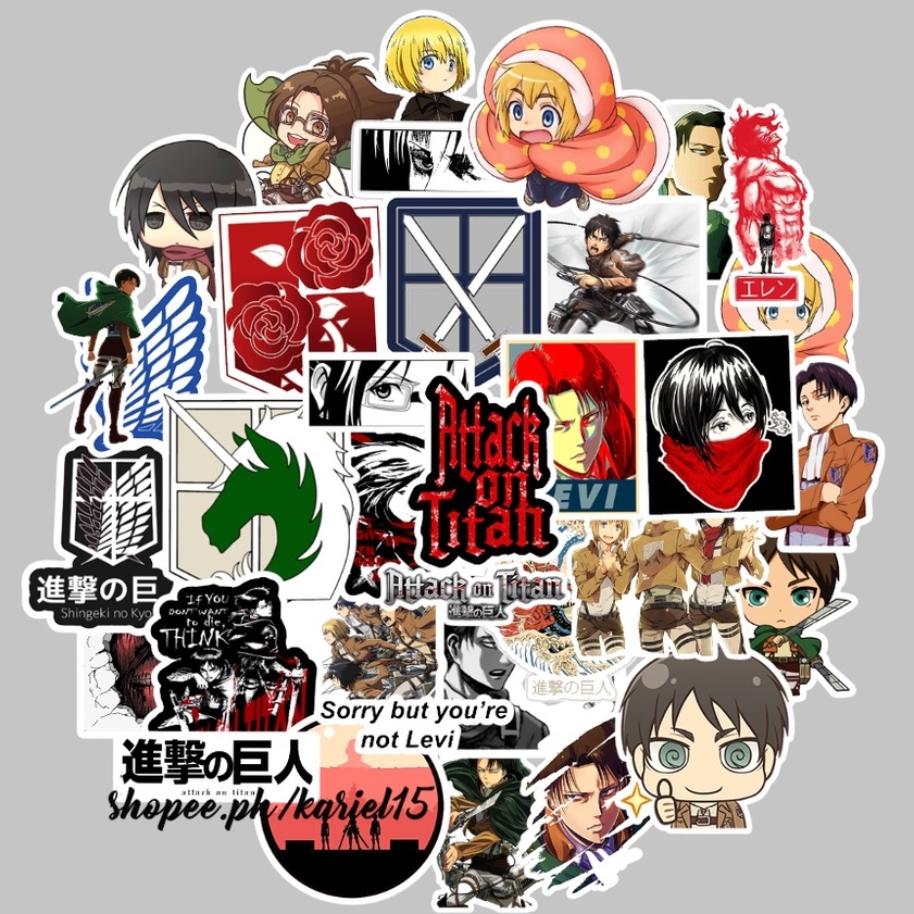 35 pcs Attack on TItan Laminated (AOT) Laminated Stickers | Shopee ...