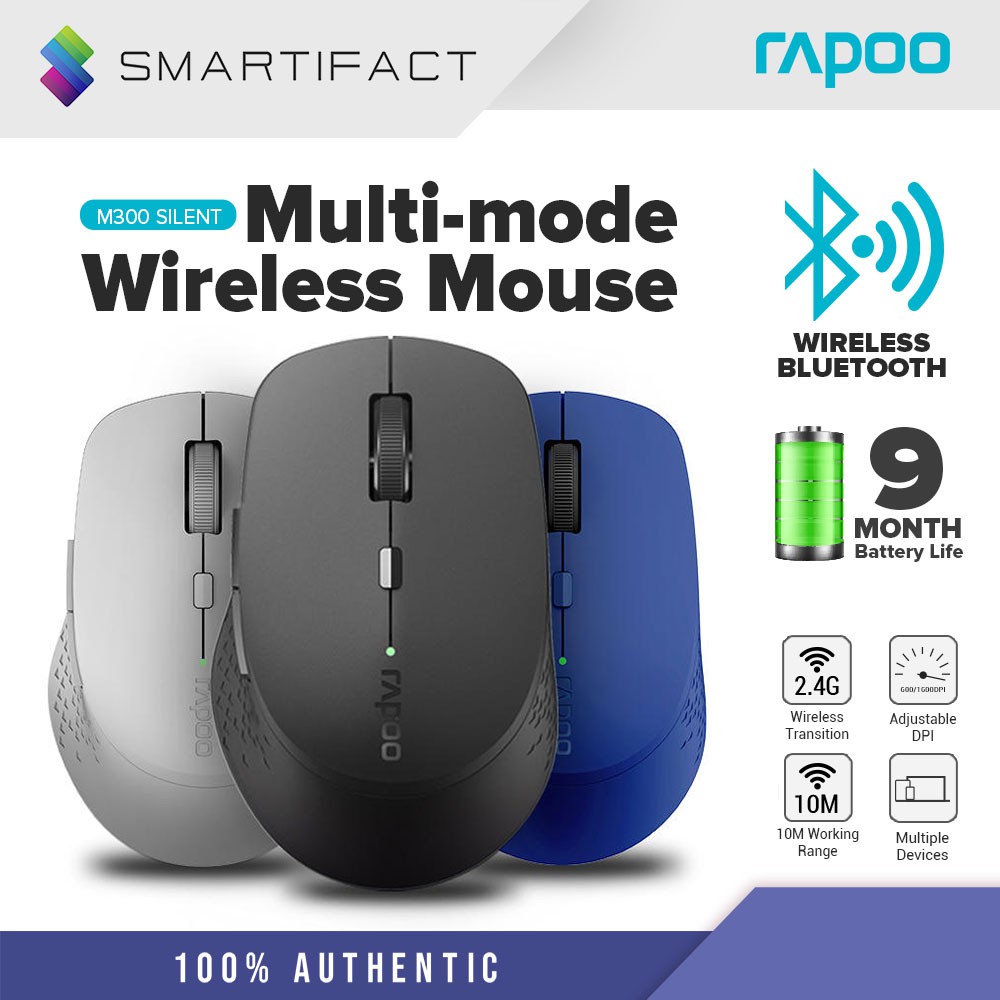 Rapoo M300 Bluetooth1600 Silent Wireless Mouse | Shopee Philippines