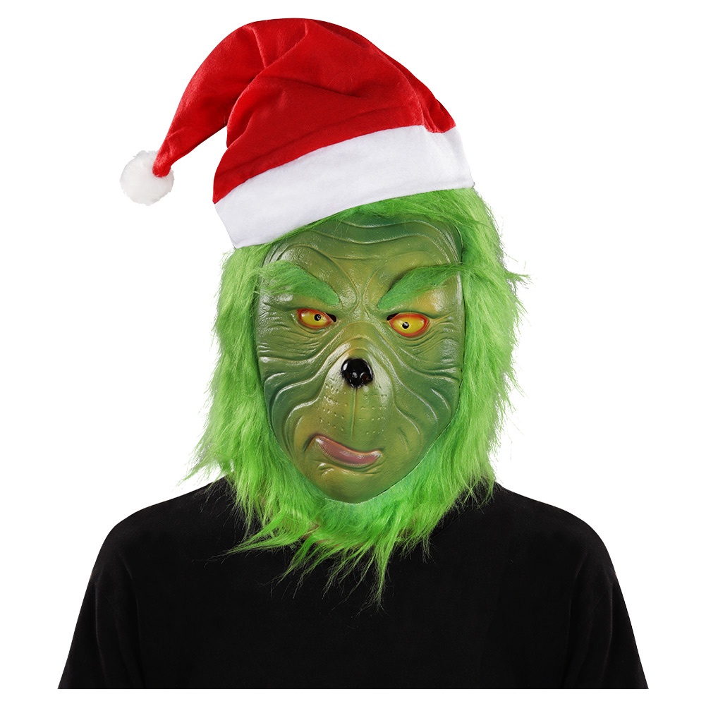 In Stock The Grinch Mask Xmas Hat Set Cosplay Latex Masks Helmet ...