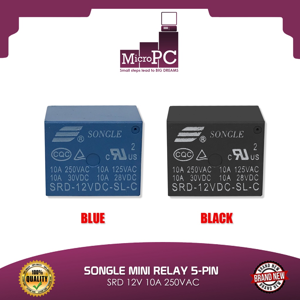 SONGLE MINI RELAY 5-PIN SRD 12V 10A 250VAC | Shopee Philippines