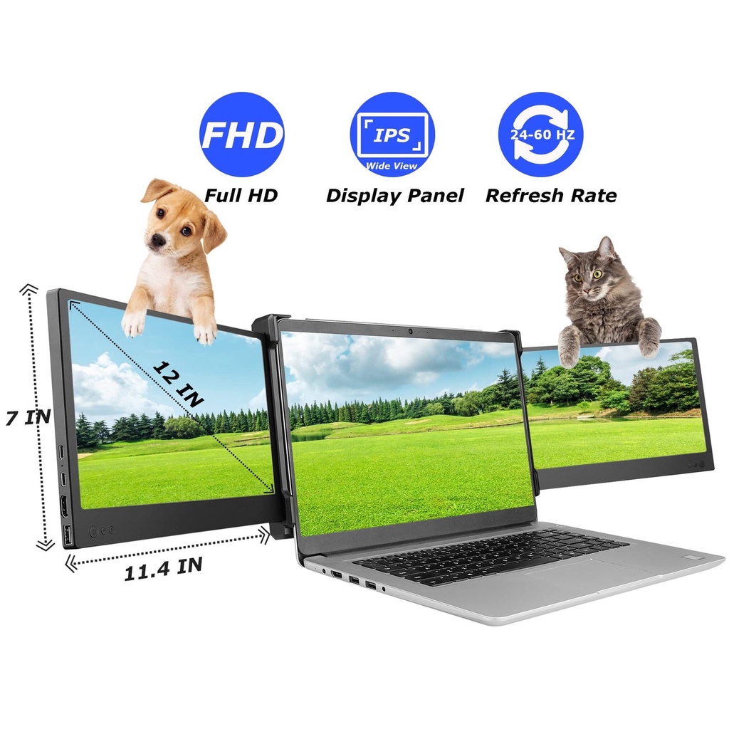 P2 12'' Tri-Screen Portable three Extra Screen For Laptop Speakers ...