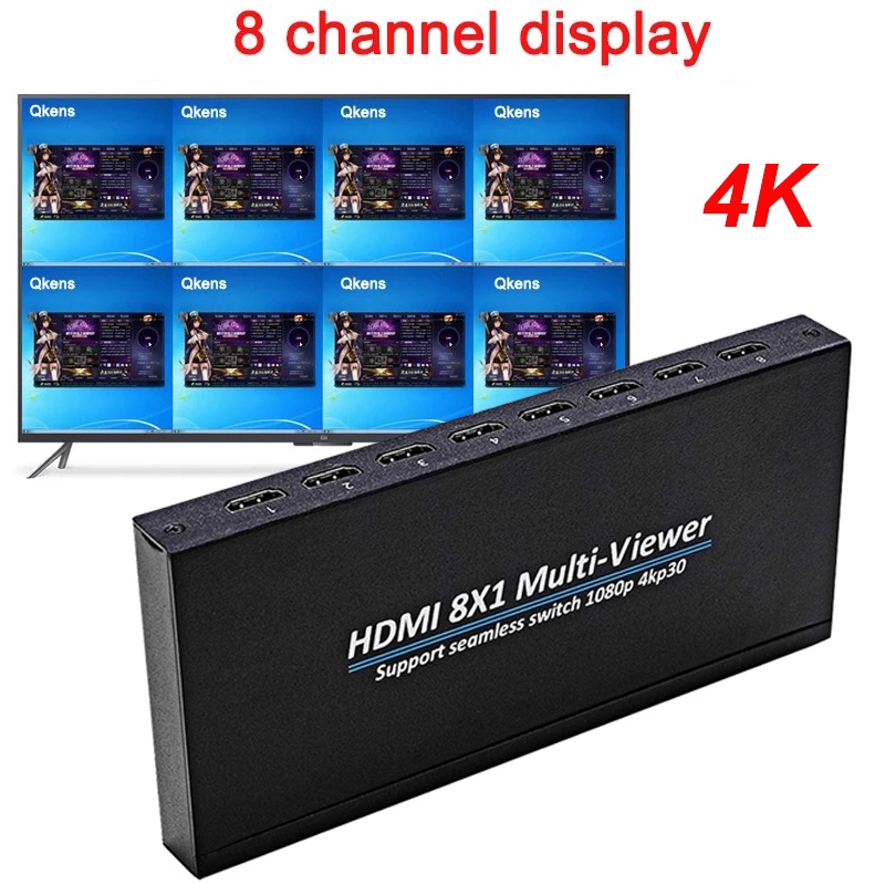 HD 4K HDMI Multiviewer 8x1 1080p Quad Screen Multi-Viewer 4 6 8 Ports ...