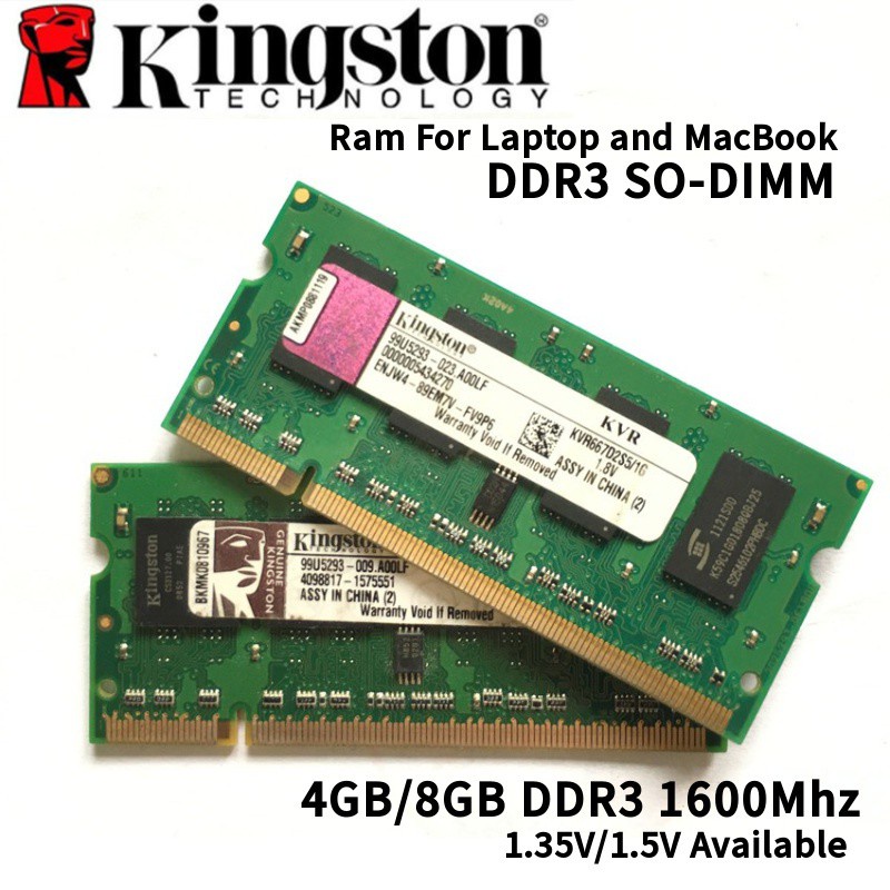 Ready Stock Kingston Laptop DDR3 SO-DIMM RAM 1.35V 4GB 8GB DDR3 1600Mhz ...