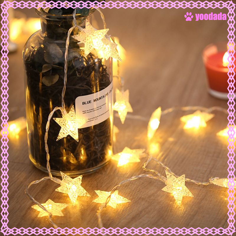 LED Twinkle Star Warm White String Lights with Battery Operated Indoor ...