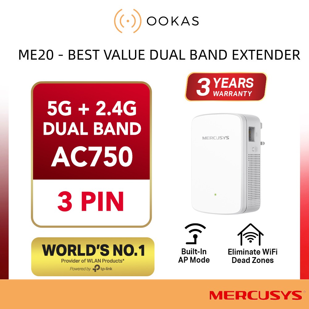 Mercusys (By TP-Link) ME20 AC750 Dual Band 5GHz+2.4GHz Wireless WiFi ...