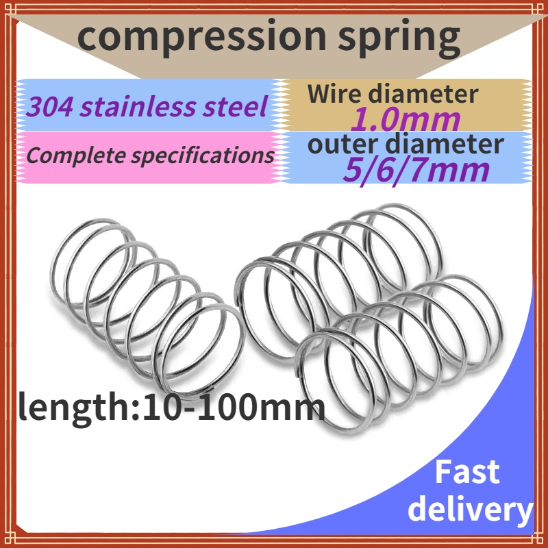 SUS304 stainless steel compression spring wire diameter 1.0mm OD 5/6 ...