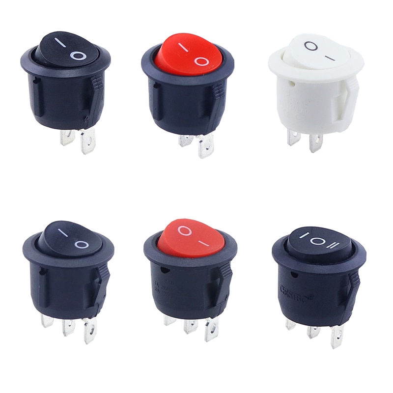 ON/OFF Round Rocker Toggle Switch 3A/250VAC ON-OFF Plastic Push Button ...