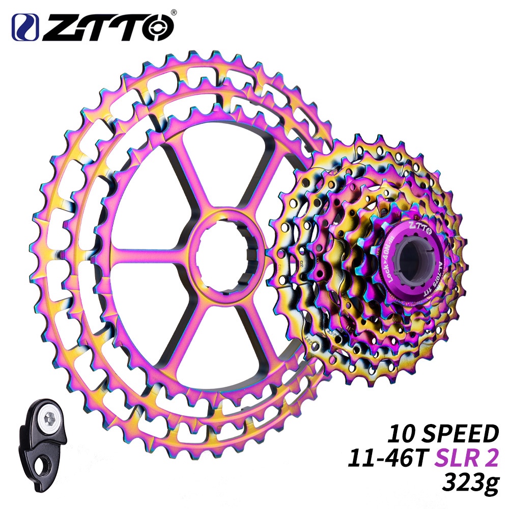 ZTTO MTB Cogs 10 Speed Bike 11-46T SLR 2 Flywheel 46T Freewheel Rainbow ...