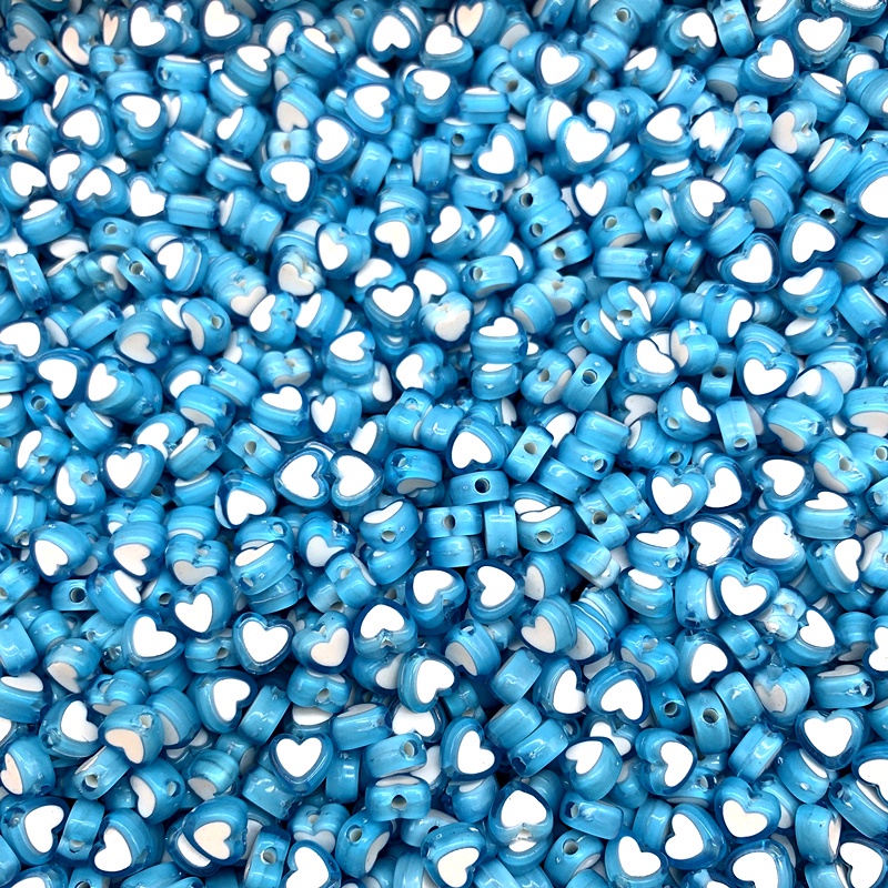 50Pcs/lot 8mm heart-shaped sky blue acrylic peach heart beads, used to ...