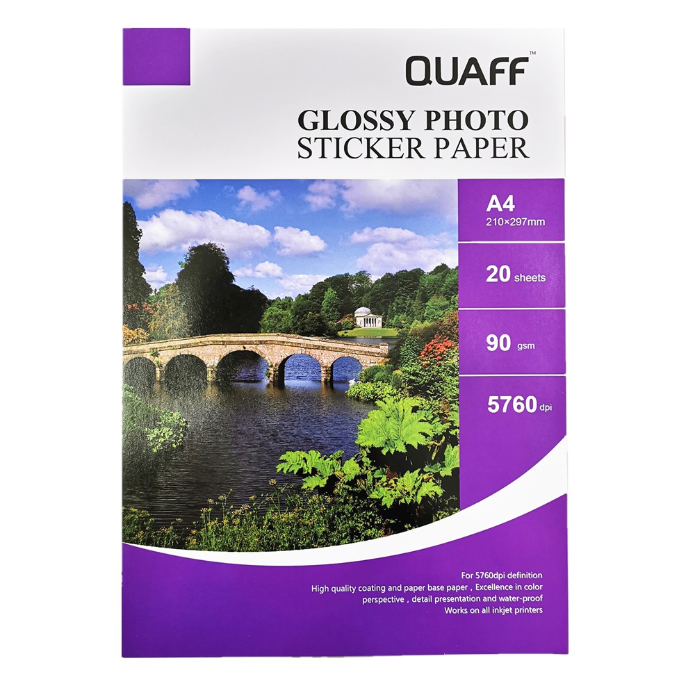 Quaff Glossy Photo Sticker Paper 135gsm / 90gsm A4 Size 20 Sheets ...