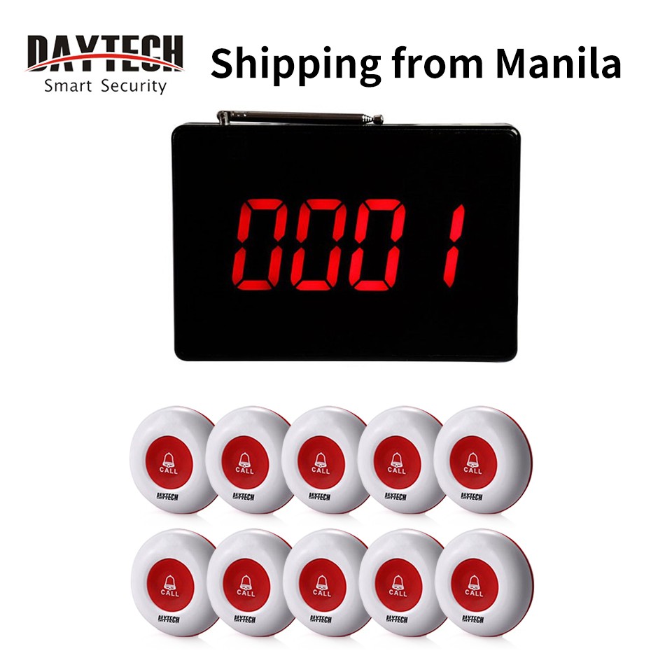 Daytech Wireless Calling System Customers Patient Pager System with 10 PCS Waterproof Call ...