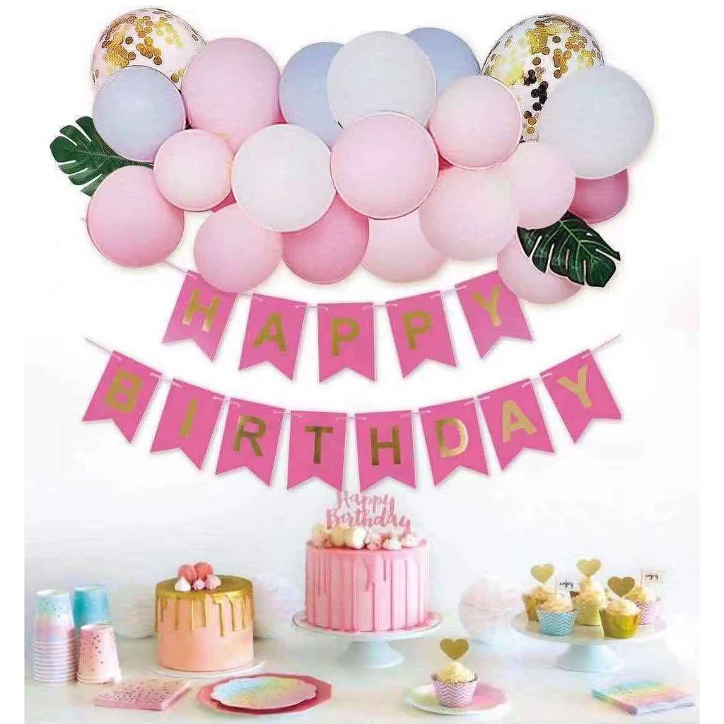 Simple Baby Pink Party Balloon Garland Decoration Set for Debut Home ...
