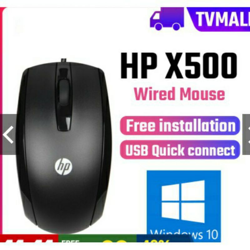 HP X500 Optical Wired USB Mouse Computer/Laptop mouse (blck) | Shopee ...
