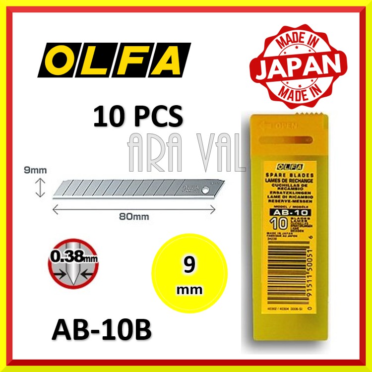 Olfa 9mm AB-10B Snap-off Silver Blade made in japan | Shopee Philippines