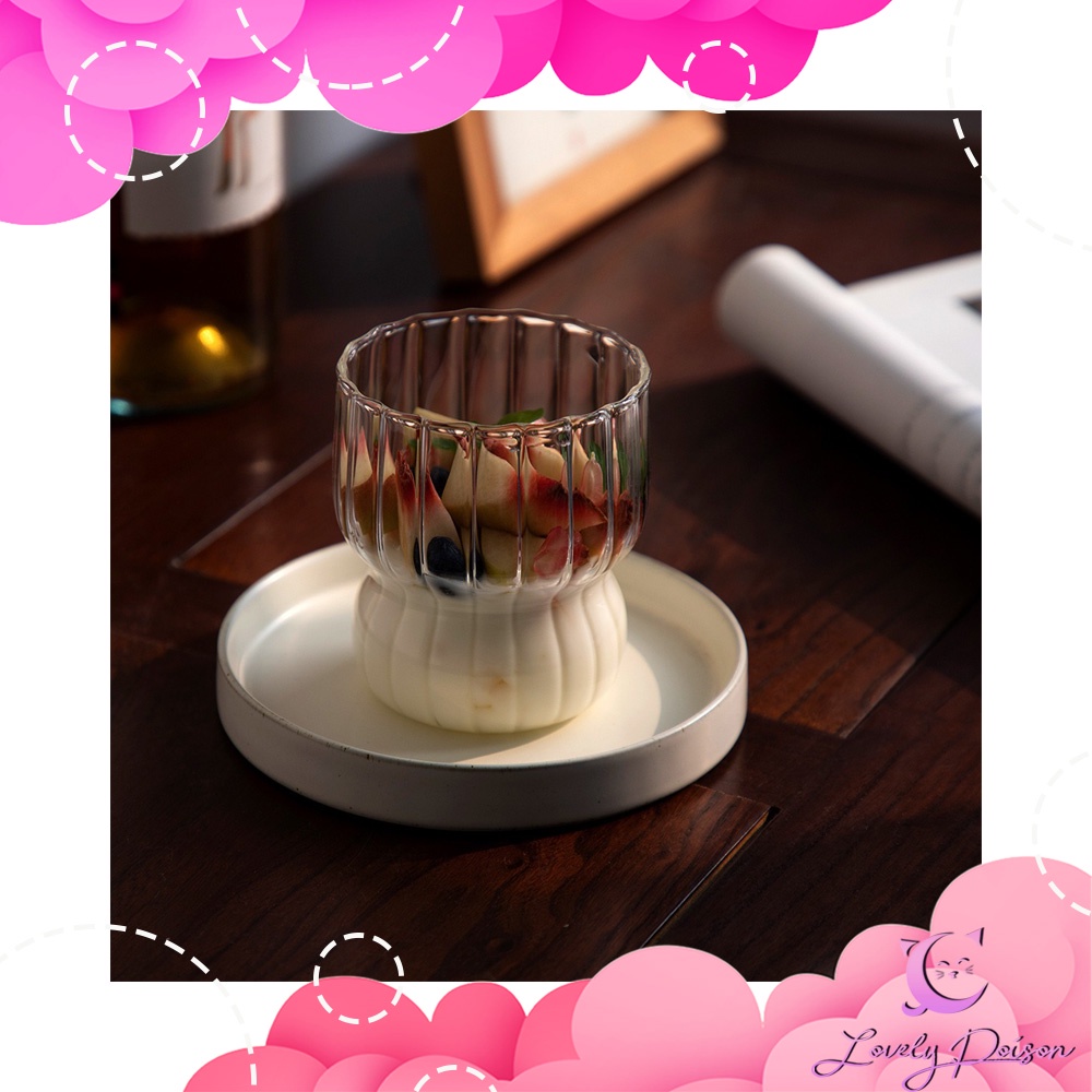 Lovely Poison Flower Shaped Striped Glass cup borosilicate transparent ...