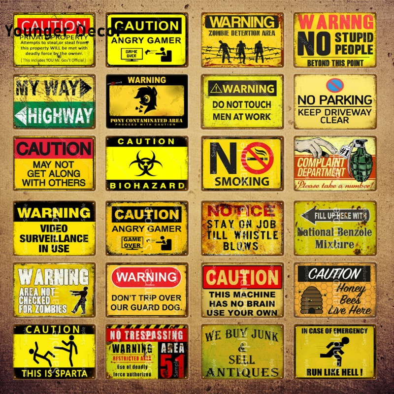 Walang paninigarilyo na mga karatulang metal na nagbabala sa dingding ...