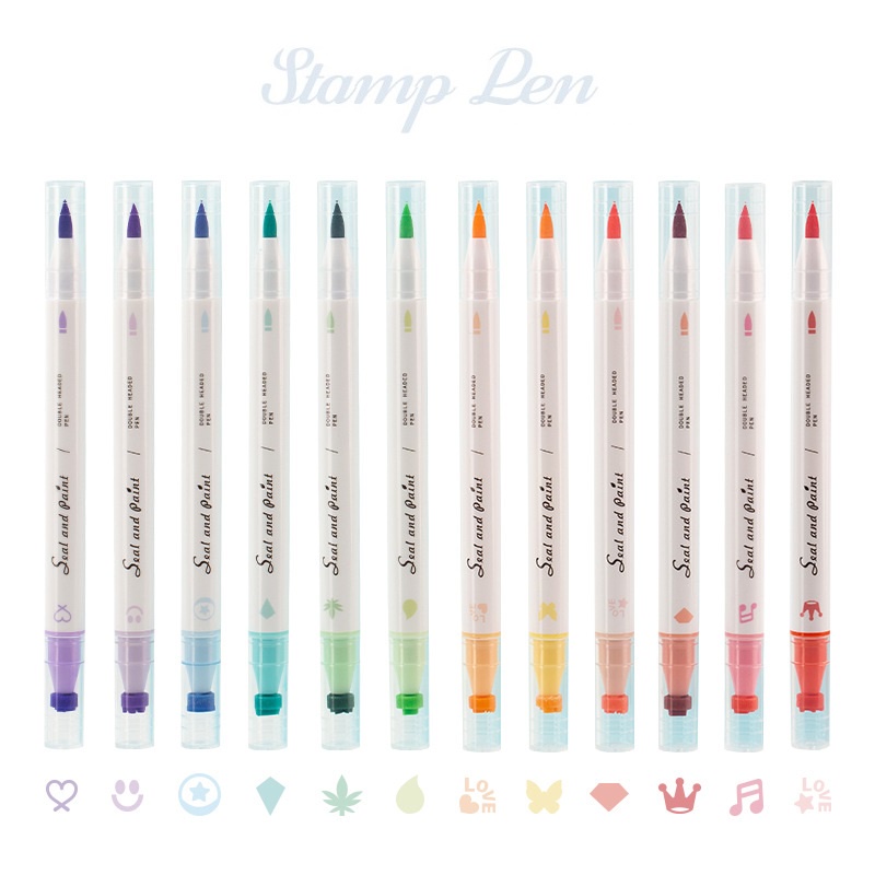 Penlab 6pcs Color Stamp Pen Set Seal Paint Dual-side Brush ...
