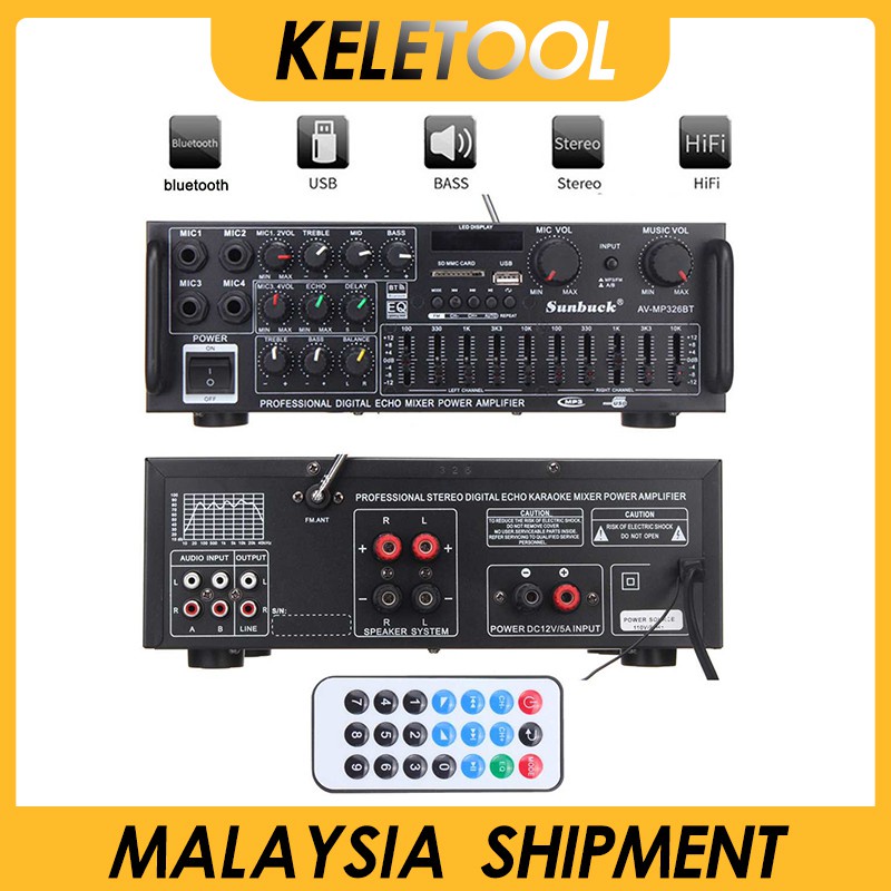 2000W 220V bluetooth 2.0 Channel Audio Power HiFi Amplifier Stereo ...