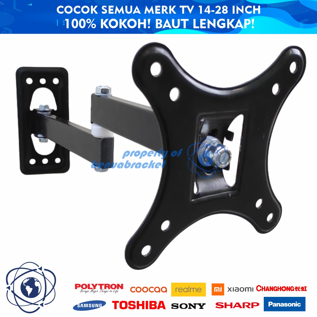 Tv Monitor Bracket 24 21 26 17 14 Inch Guaranteed To Fit 14-28 In 6-way ...
