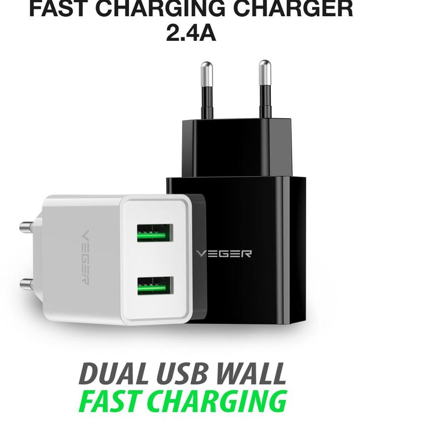 Charger V02 VEGER 2-Port Fast Charging 2.4A Original | Shopee Philippines