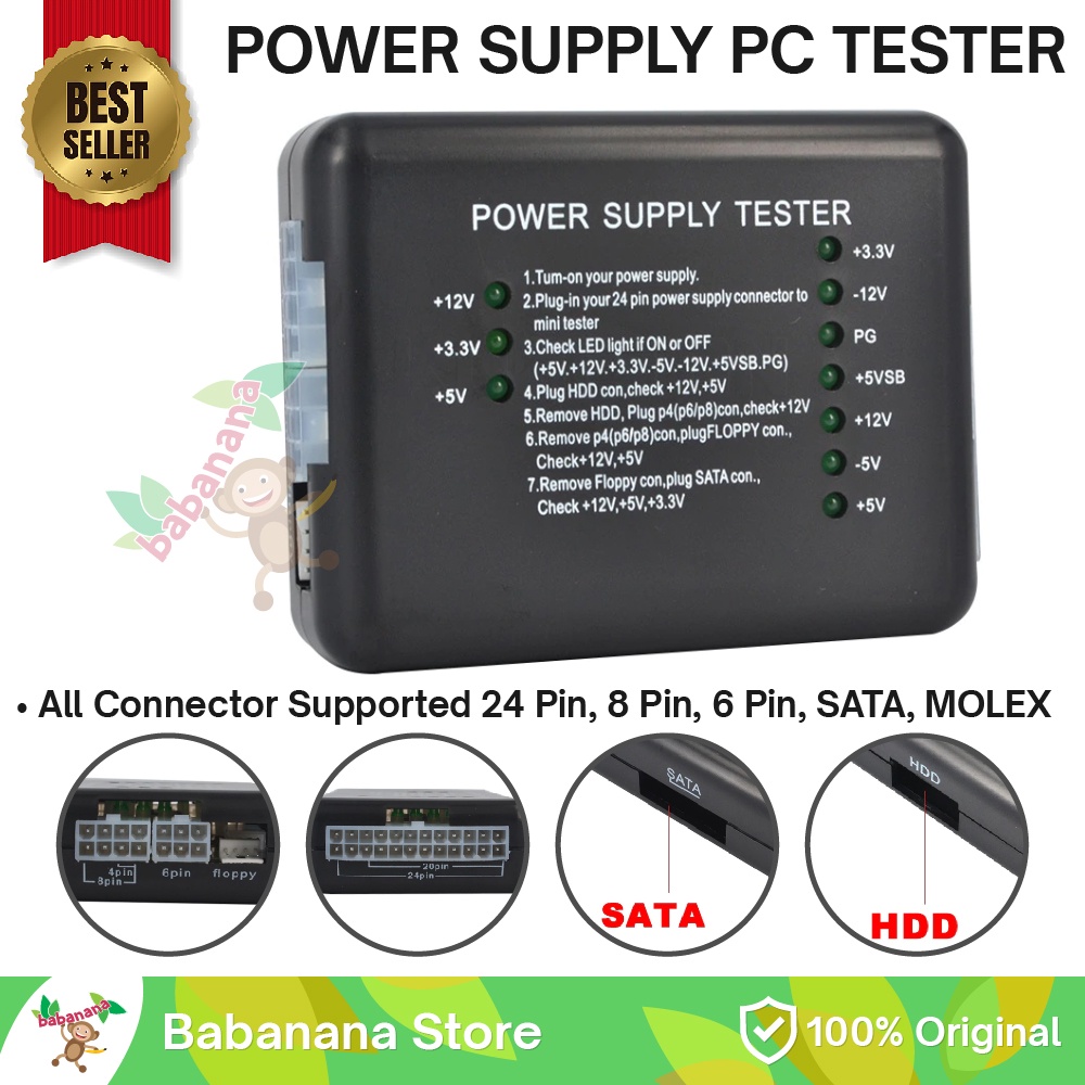 Power supply tester led atx sata hdd 24pin psu motherboard test tool ...