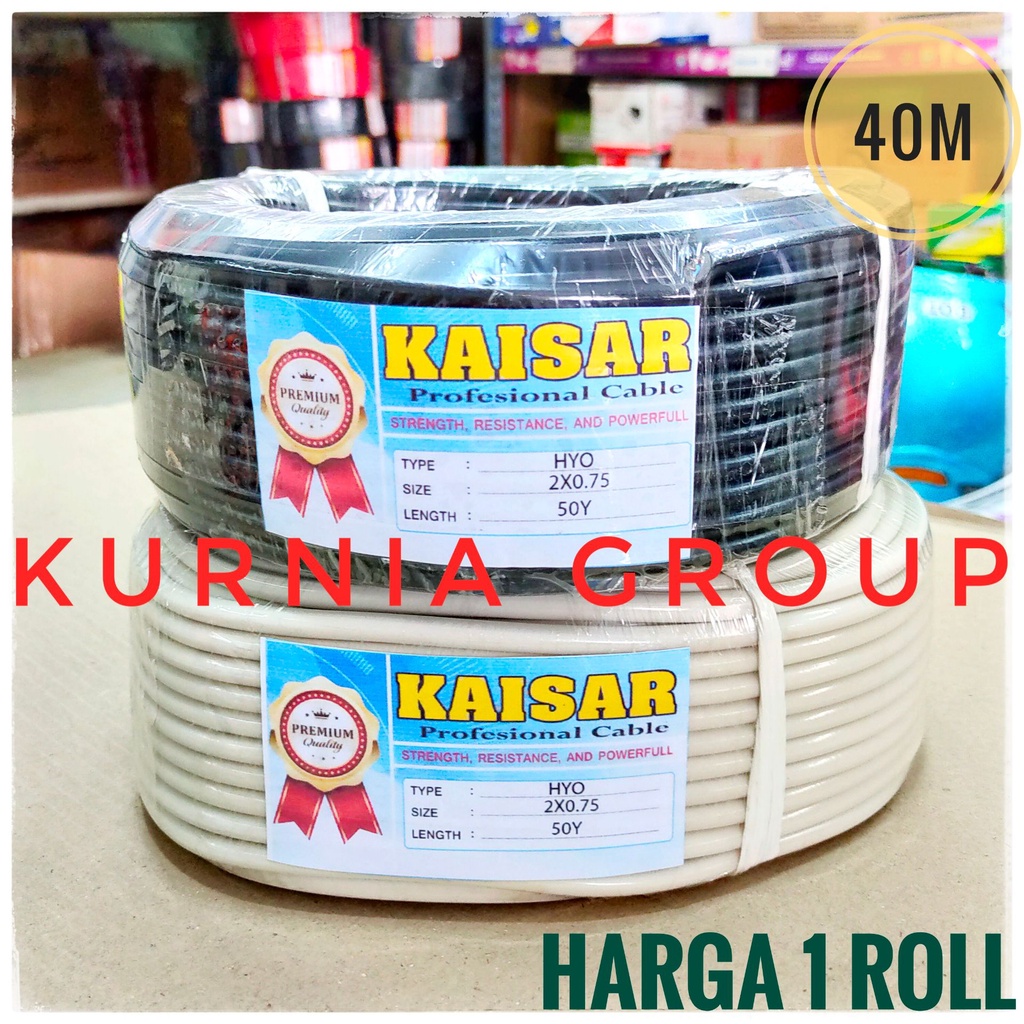 HITAM PUTIH Kaisar HYO Cable 2x0.75 Fiber 50Y 1 Roll Length 40m White ...