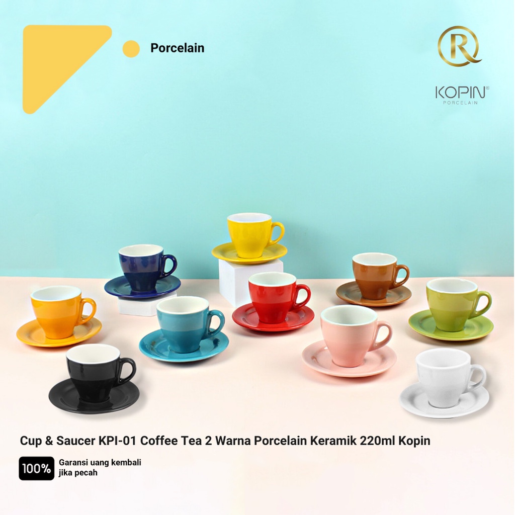 Cup & Saucer KPI-01 Coffee Tea 2colors Porcelain Ceramic 220ml | Shopee Philippines