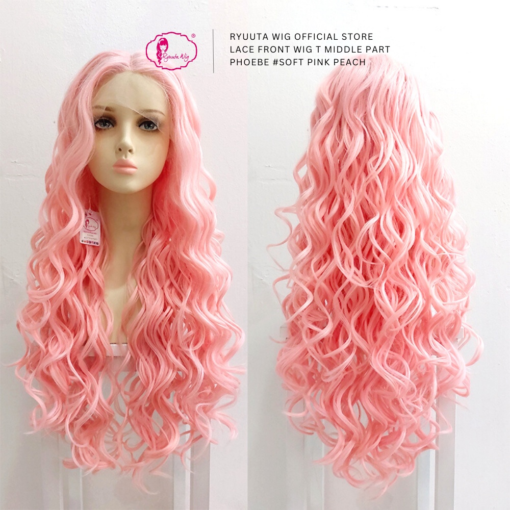 Ryuuta Wig Lace Front Wig Straight Wave Long Soft Pink Peach 70cm ...