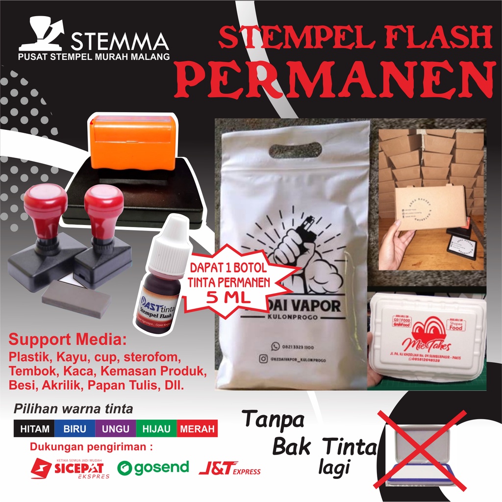 Custom Flash Stamp Permanent Ink I Stamp Color Plastic cup Glass ...