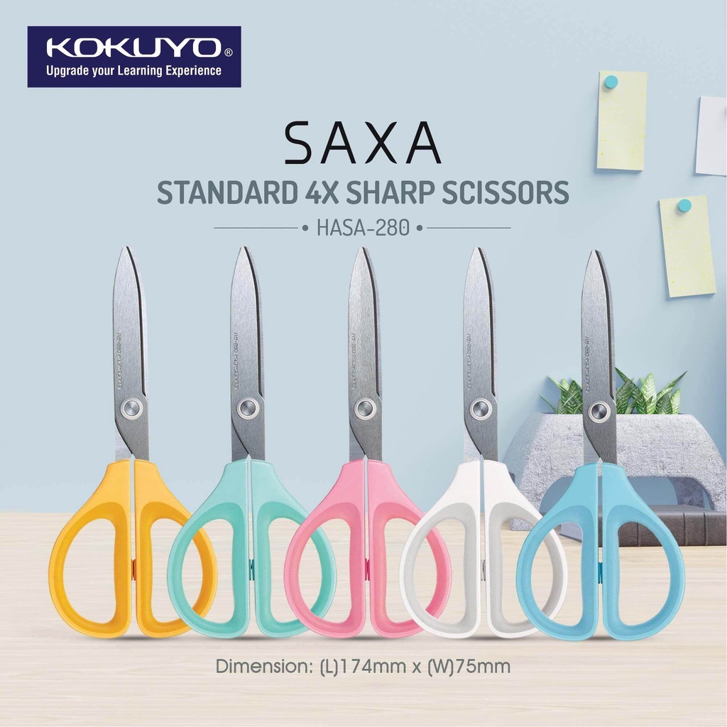 Kokuyo Saxy Scissor Standard Blade 4x Sharper with Symmetric Handle ...
