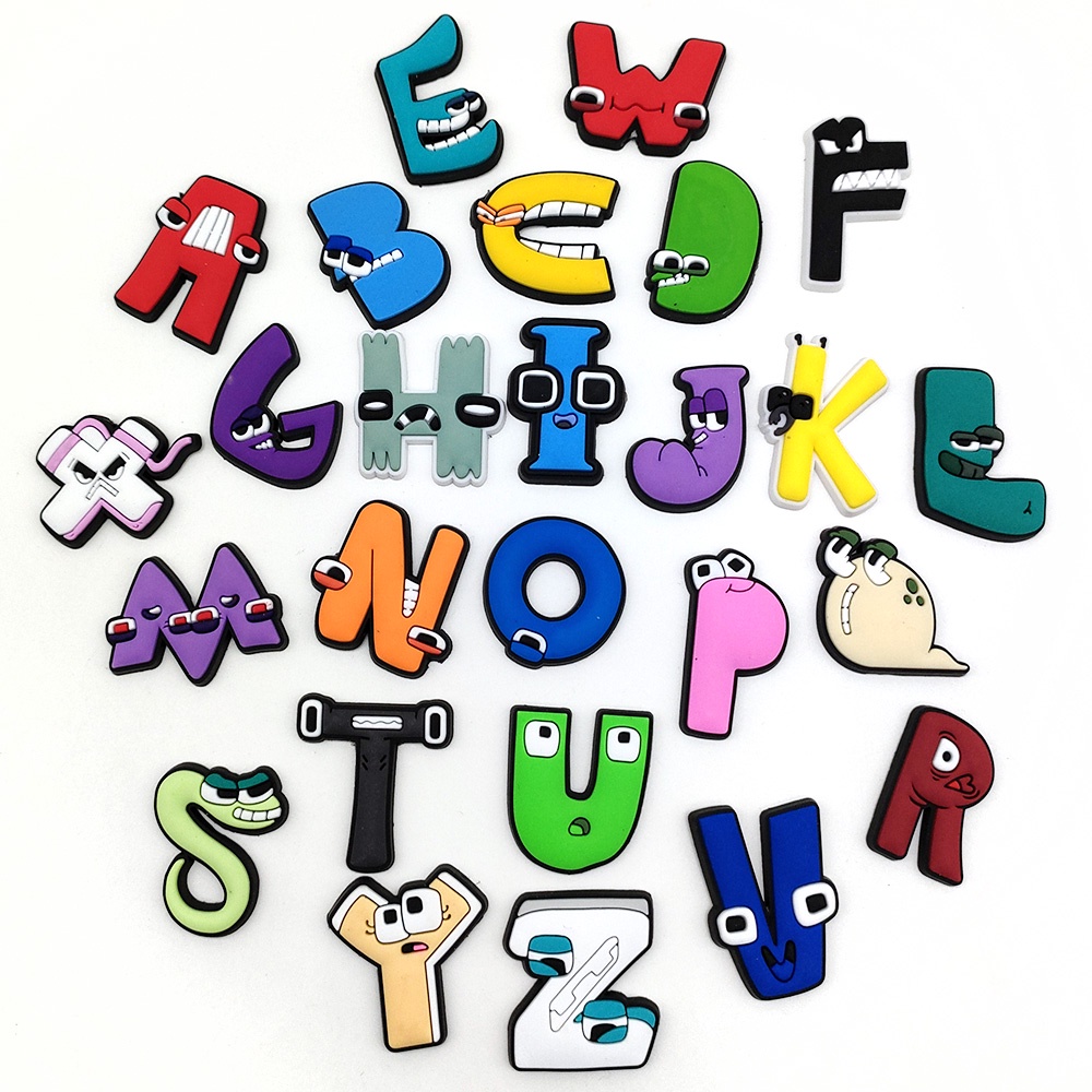 alphabet Crocs Charms Shoe Decoration jibbitz PVC Cute Clog Pins Shoe ...