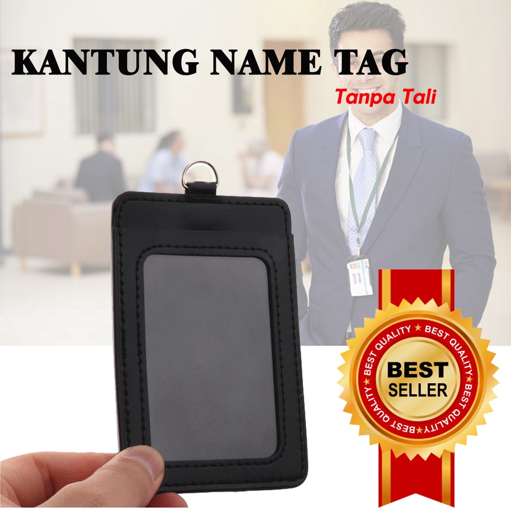PERALATAN HITAM Badge Holder Pocket Name Tag ID Card Debit Credit Card ...