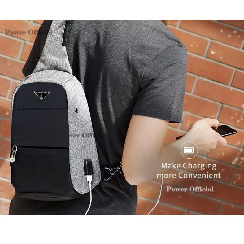 Polo Power - Men's Anti-Theft Sling Bag USB Port - Sling bag Import ...