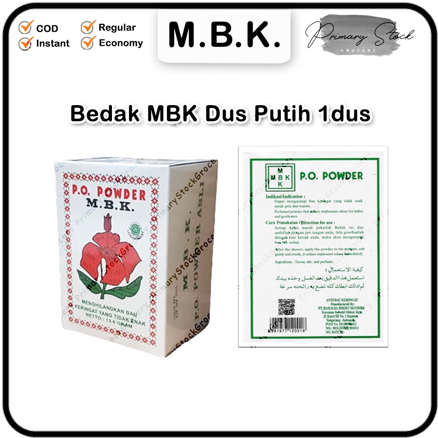 MBK Underarm Powder 1 Box White Powder contains 12 Sachets Deodorant ...
