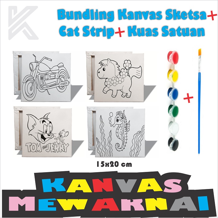 Bundling Canvas Sketch Drawing Sketch 15x20cm+unit Brush+6-Color Strip ...