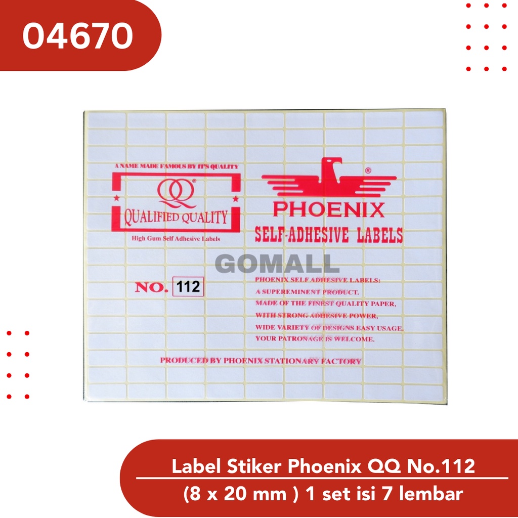 Qq Phoenix Sticker Label No.112 Invitation Name Price Paper 8 x 20 mm ...